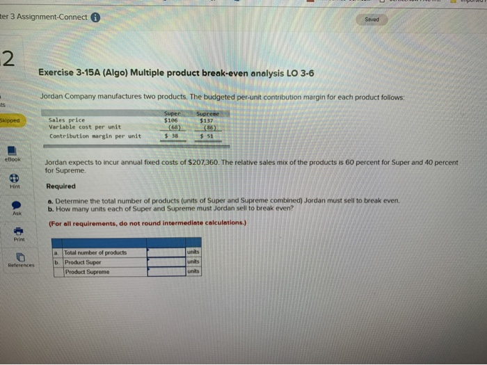 Solved ter 3 Assignment-Connect Saved 2 Exercise 3-15A | Chegg.com