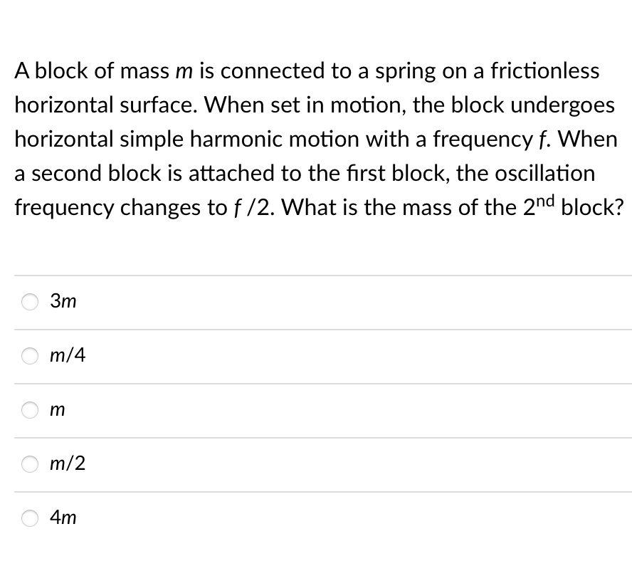 Solved A block of mass m is connected to a spring on a | Chegg.com