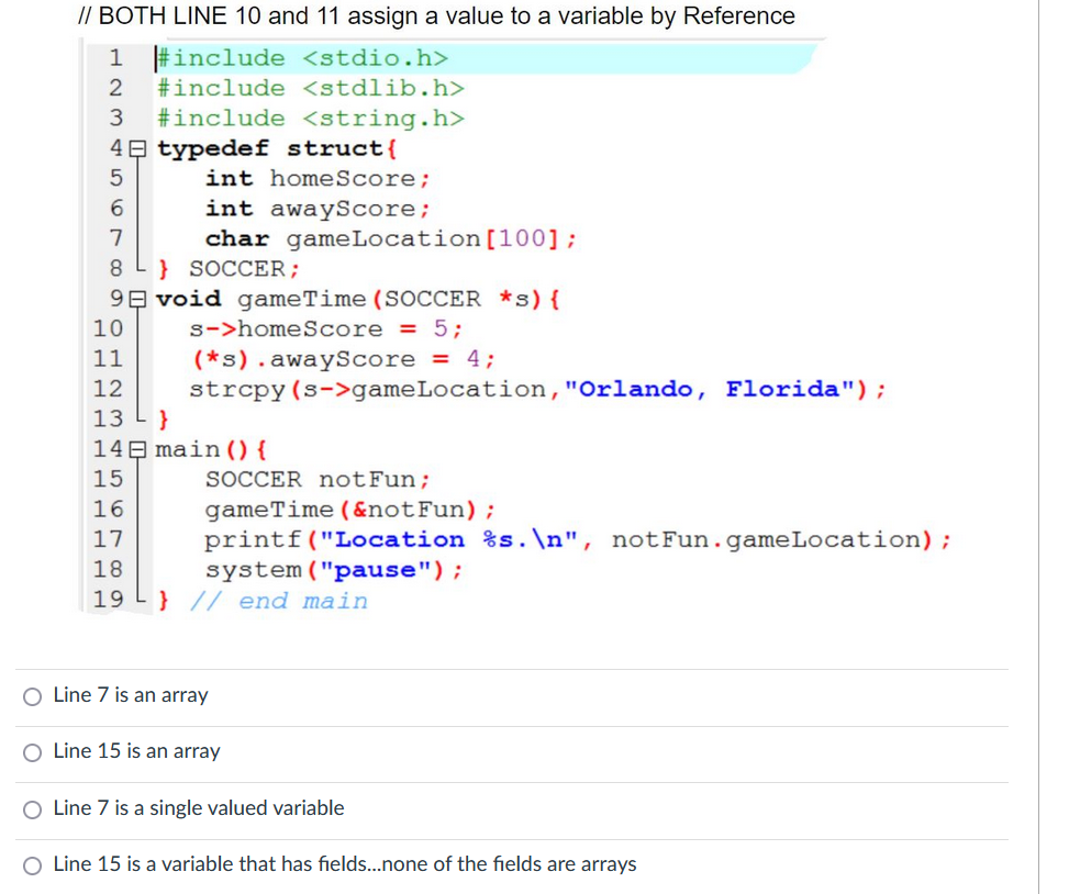 Solved Line 7 is an array Line 15 is an array Line 7 is a | Chegg.com