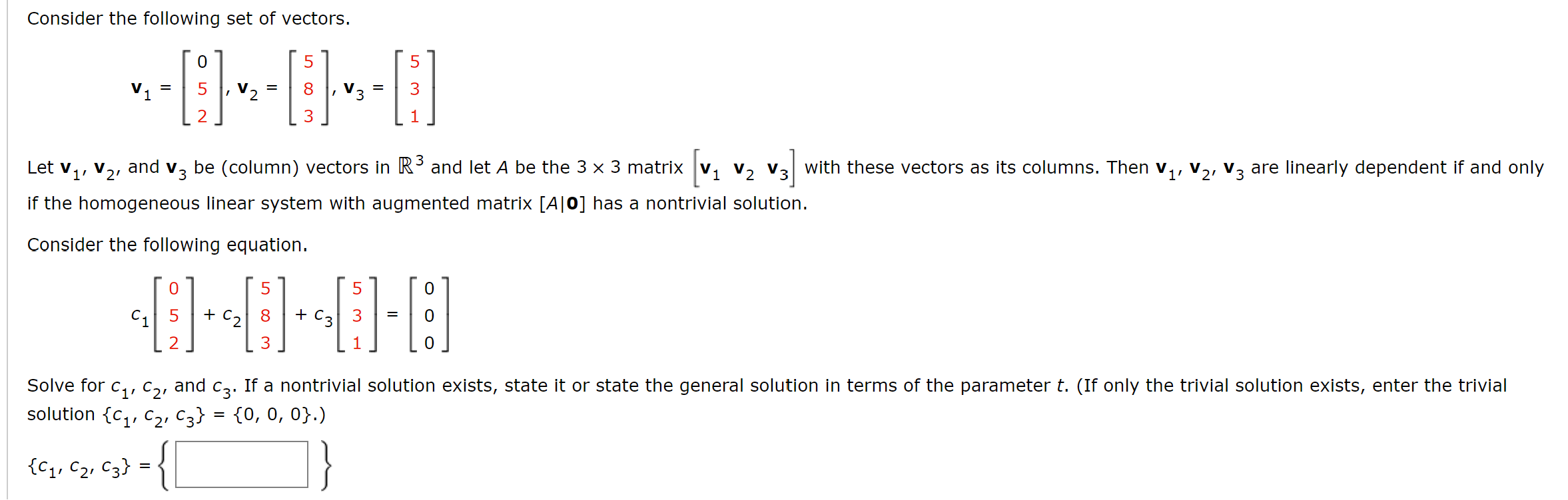Solved Consider the following set of vectors. | Chegg.com