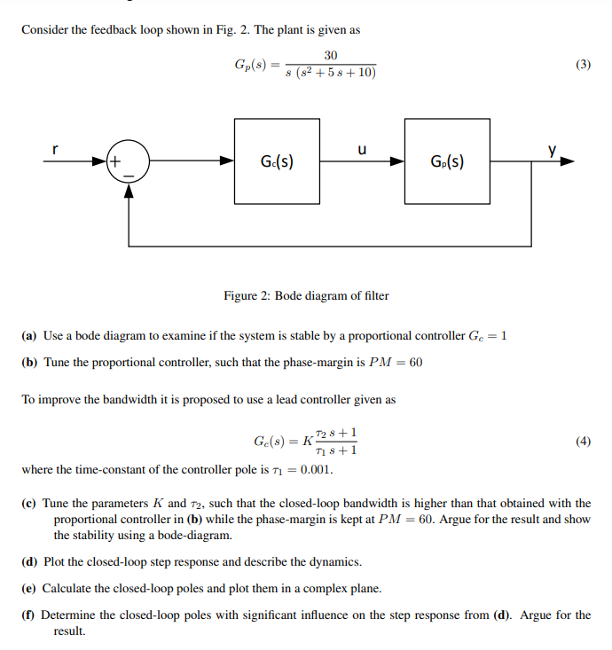 Solved Consider the feedback loop shown in Fig. 2. The plant | Chegg.com