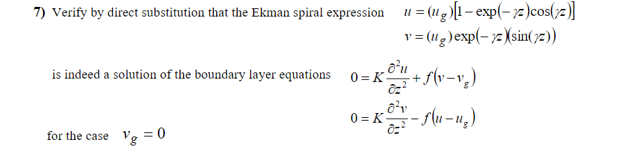 Solved Verify by direct substitution that the Ekman spiral | Chegg.com