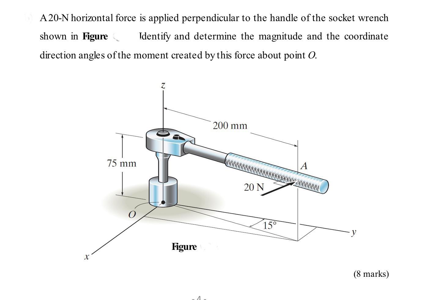 Solved A 20-N horizontal force is applied perpendicular to | Chegg.com