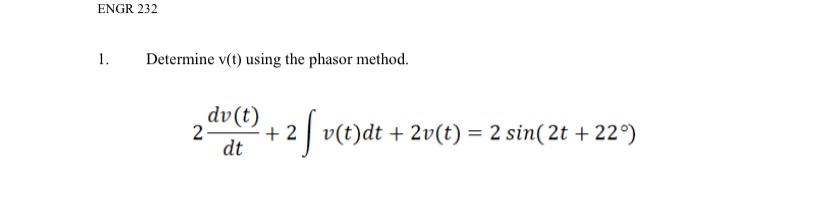 Solved Determine v(t) ﻿using the phasor method | Chegg.com