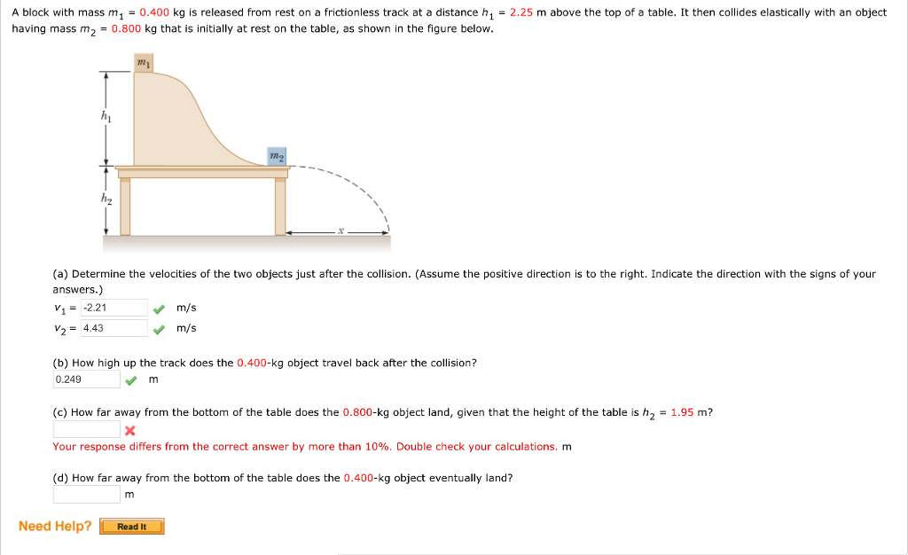 Solved A block with mass m1-0.400 kg is released from rest | Chegg.com