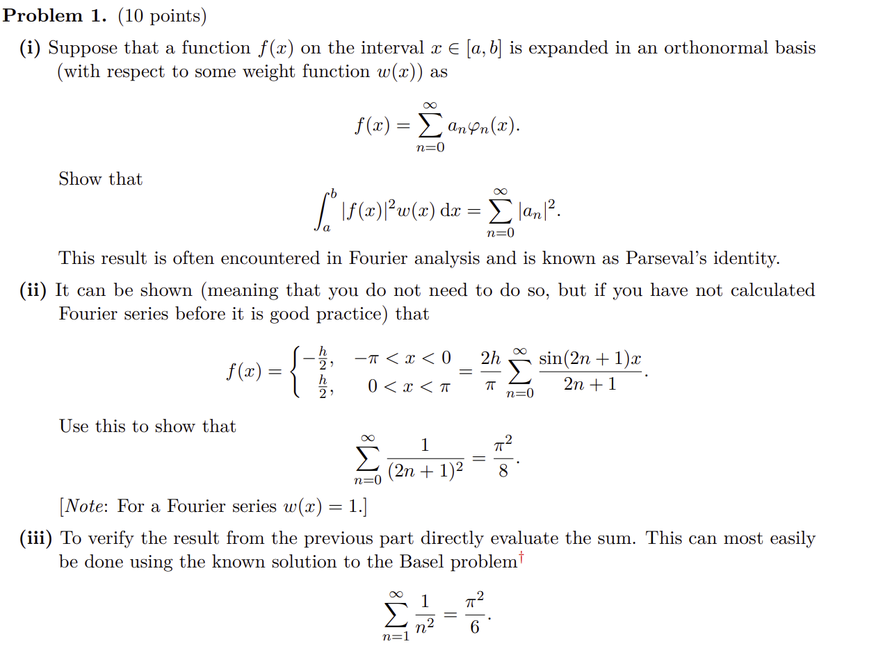 Solved Problem 1. (10 ﻿points)(i) ﻿Suppose that a function | Chegg.com