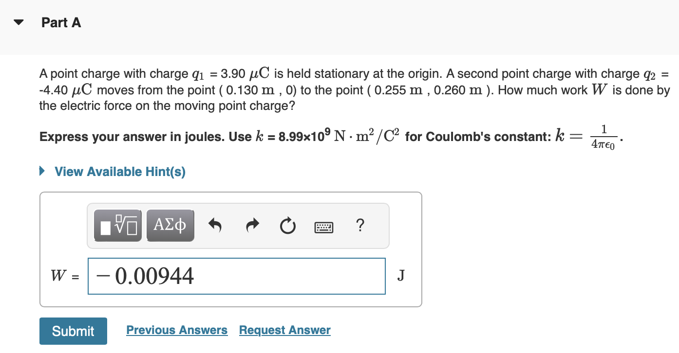 Solved A point charge with charge q1=3.90μC is held | Chegg.com