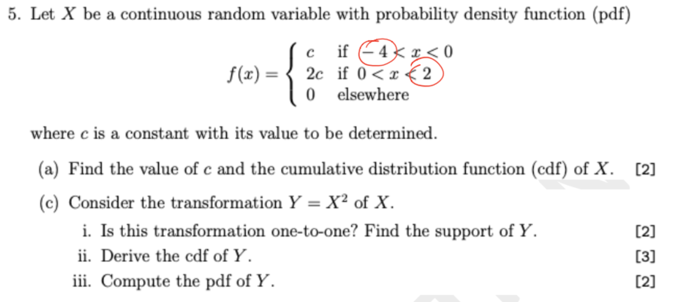 Solved 5. Let X be a continuous random variable with | Chegg.com