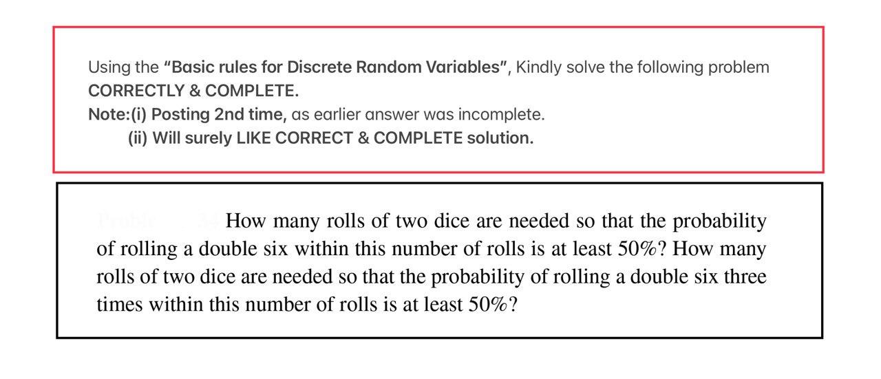 Solved Using the "Basic rules for Discrete Random | Chegg.com