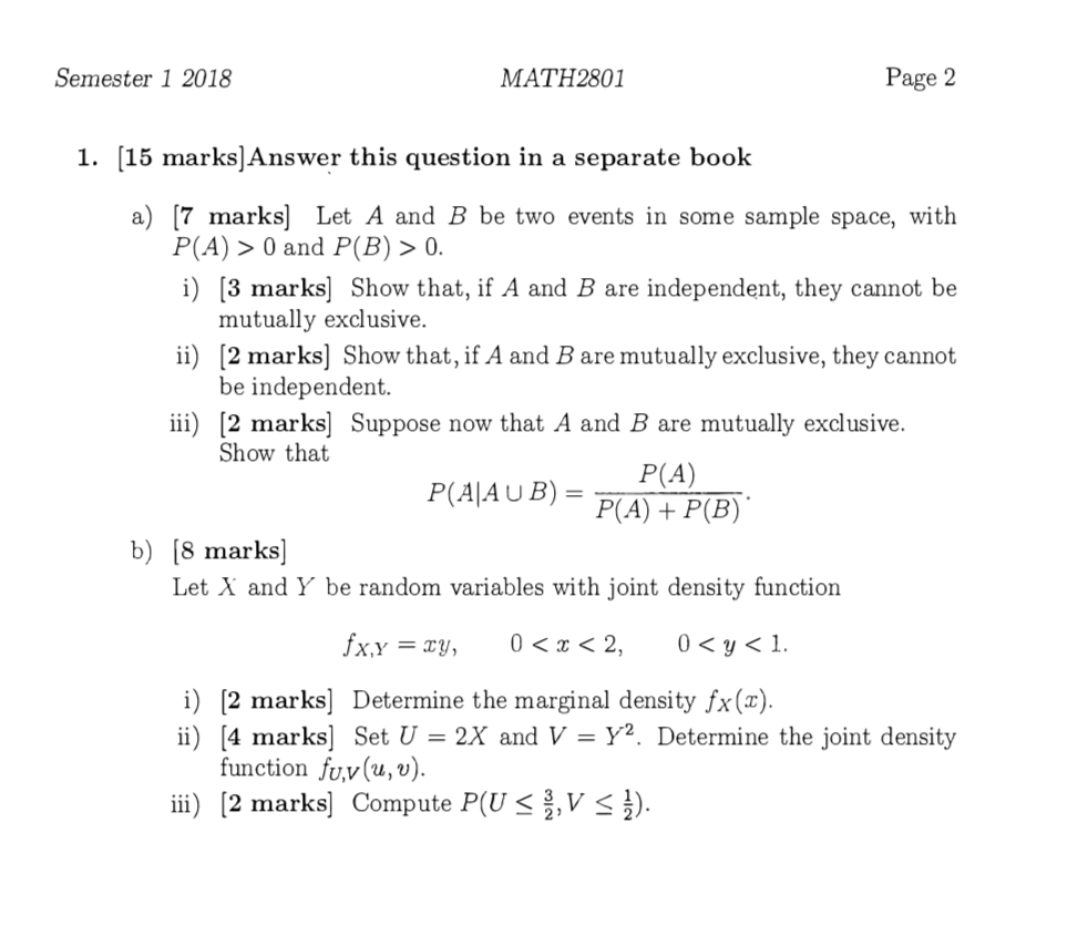 Solved [15 marks] Answer this question in a separate book a) | Chegg.com