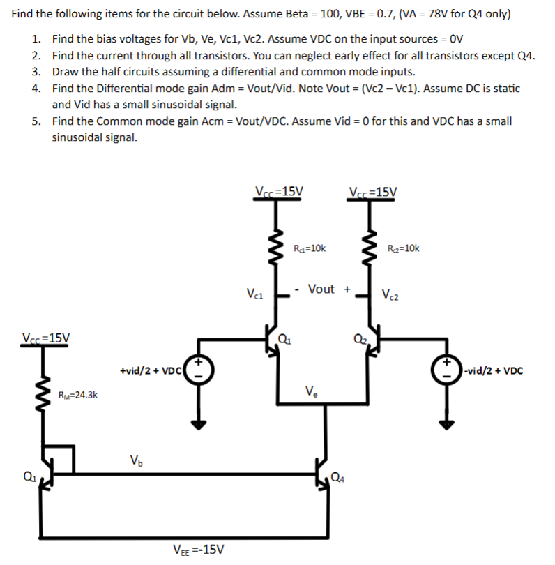 Solved Find the following items for the circuit below. | Chegg.com