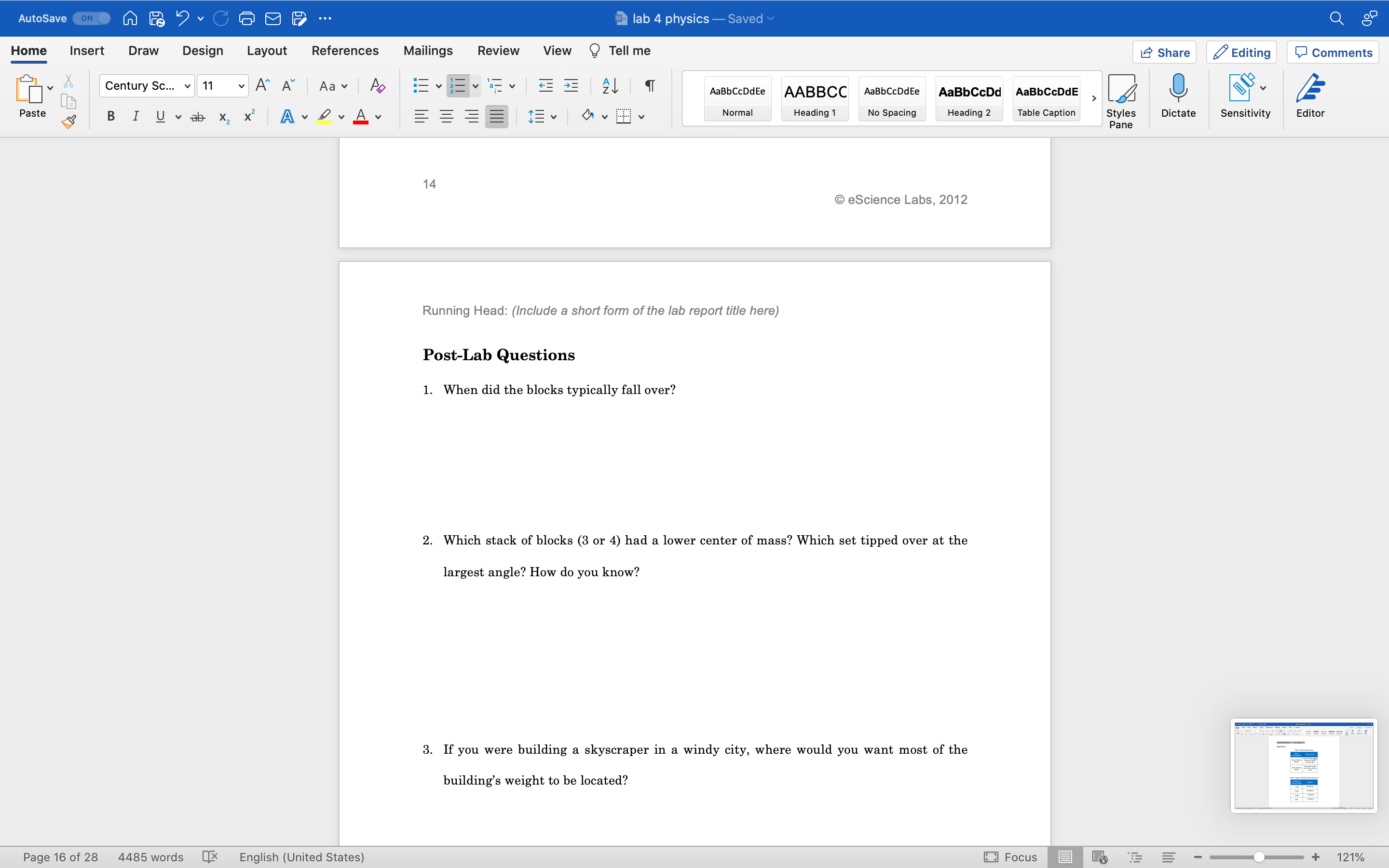 Solved EXPERIMENT 1: STABILITY Data Sheet Table 1. Block | Chegg.com