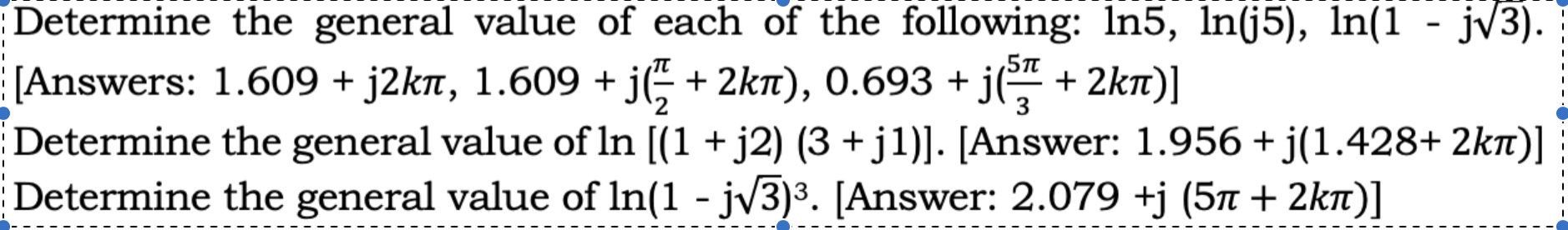 Solved Determine the general value of each of the following: | Chegg.com