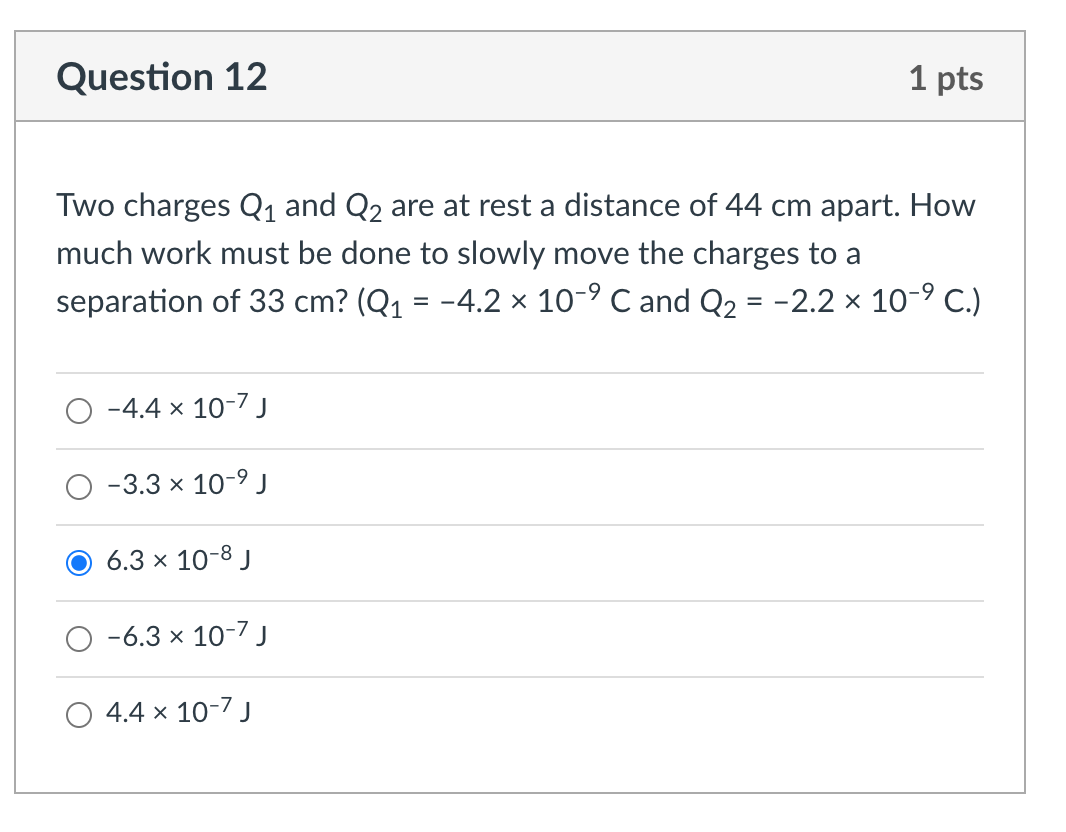 Solved Question 12 1 pts Two charges Q1 and Q2 are at rest a | Chegg.com