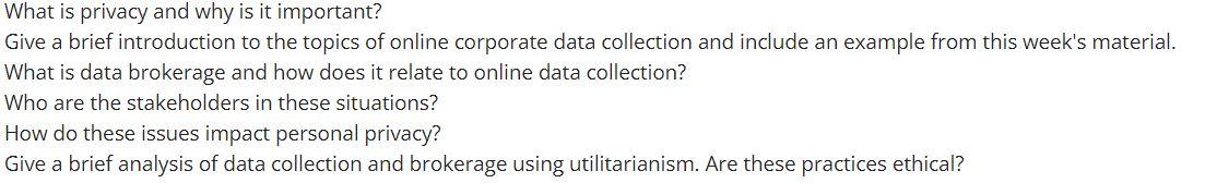 Solved What is privacy and why is it important? Give a brief | Chegg.com