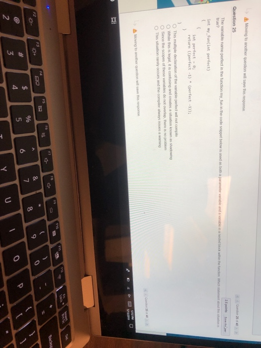 Solved 25 points Sav The variable name perfect in the | Chegg.com