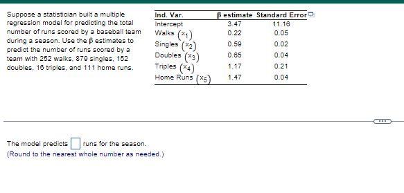 Solved Suppose a statistician built a multiple regression | Chegg.com