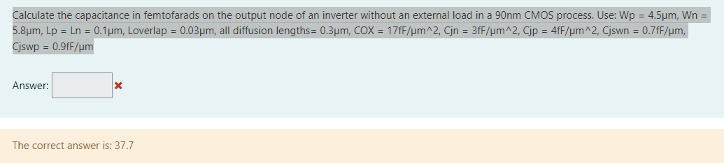 Solved Calculate the capacitance in femtofarads on the | Chegg.com