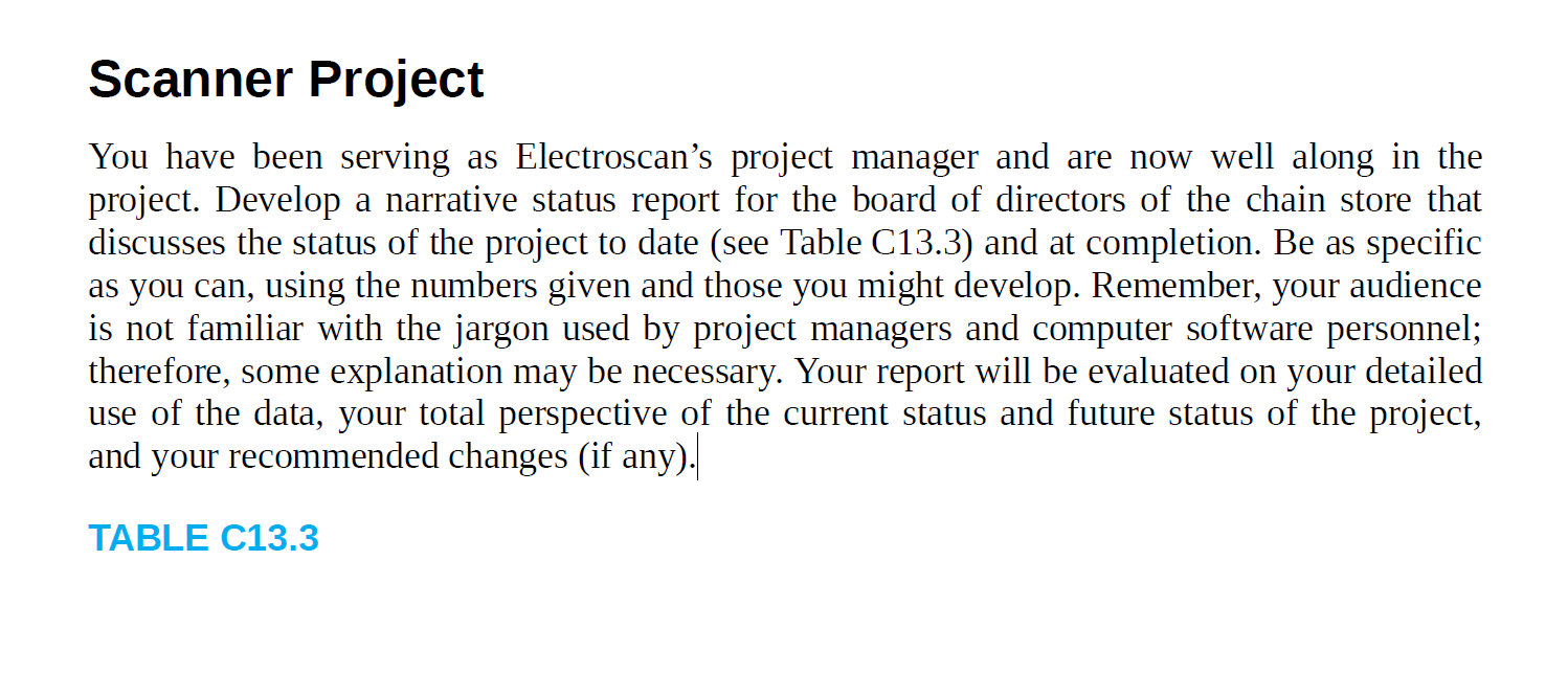 Solved Scanner Project You have been serving as | Chegg.com