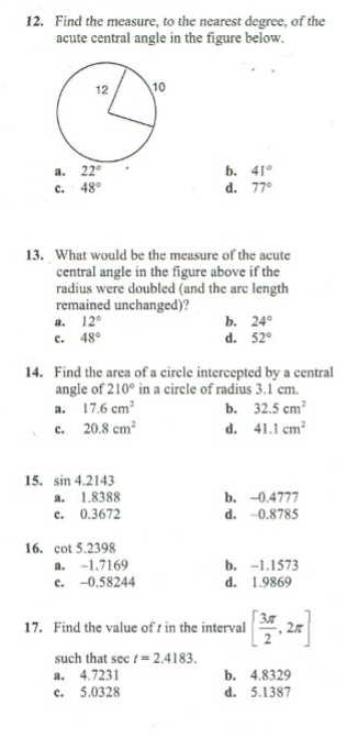 Solved Find the measure, to the nearest degree, of theacute | Chegg.com