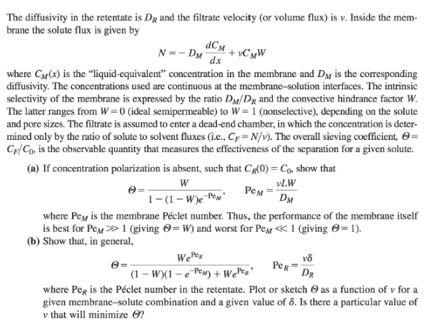 3-7. Sieving Coefficient in Ultrafiltration | Chegg.com
