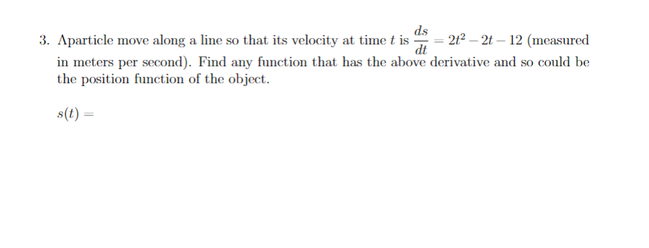 Solved 3 A Particle Move Along A Line So That Its Velocity