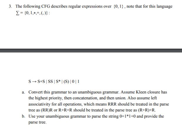 Solved 3. The following CFG describes regular expressions | Chegg.com