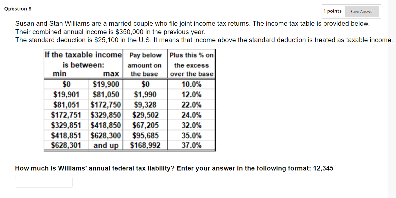 Solved Question 8 1 points Save Answer Susan and Stan | Chegg.com