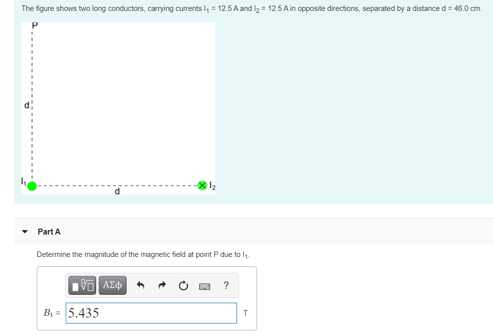 Solved The figure shows two long conductors, carrying | Chegg.com