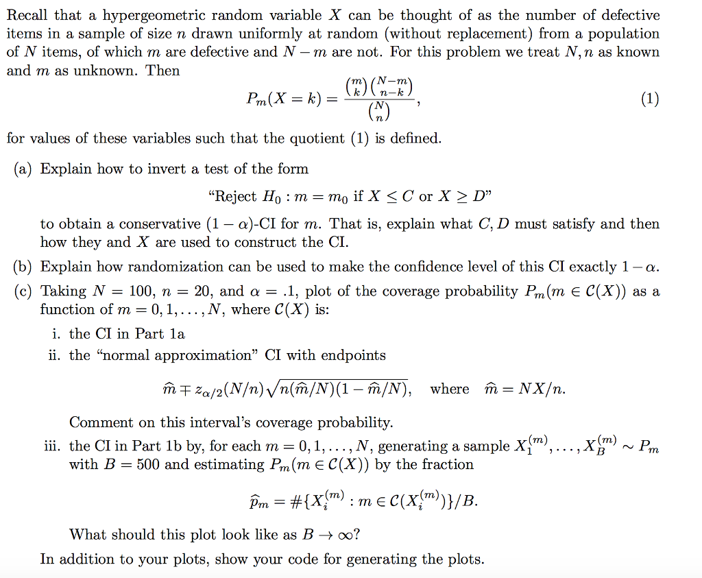 Recall that a hypergeometric random variable X can be | Chegg.com