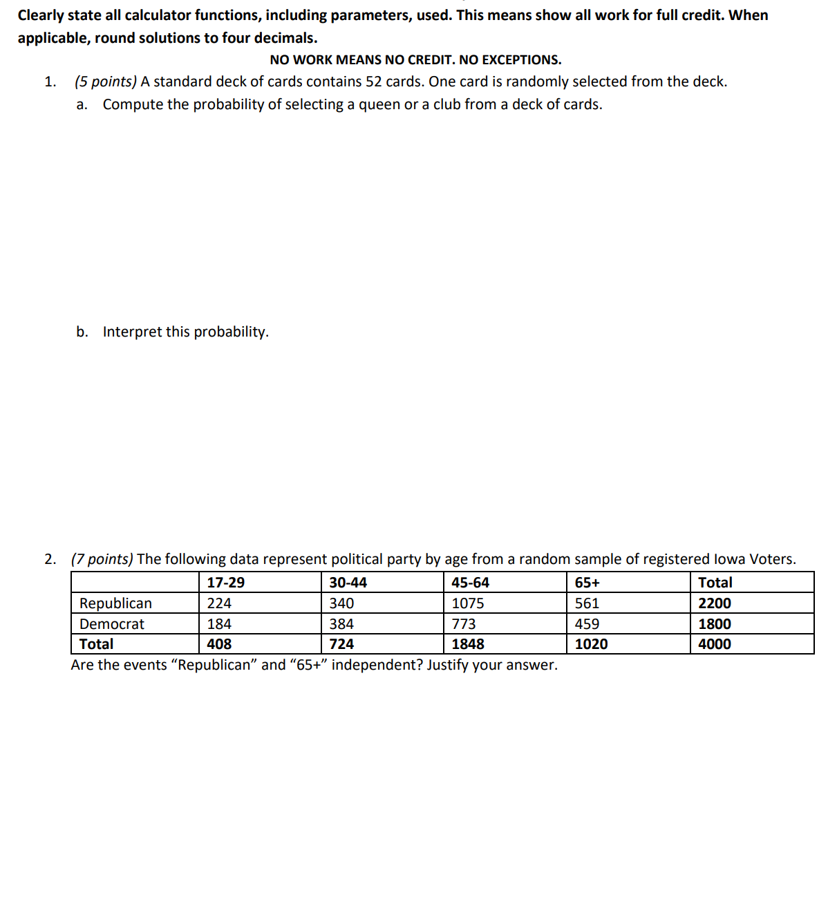 Solved Clearly state all calculator functions, including | Chegg.com
