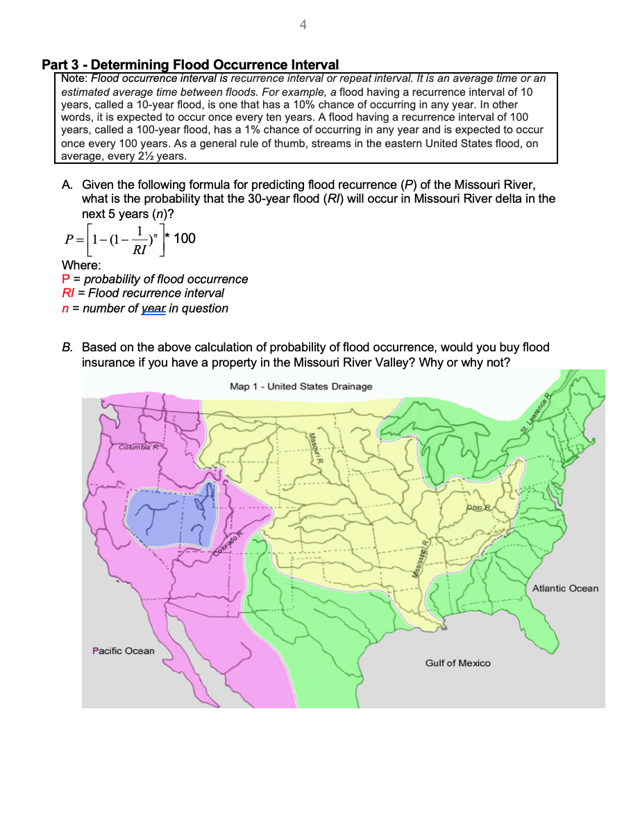 Solved Part 3 - Determining Flood Occurrence Interval Note: | Chegg.com