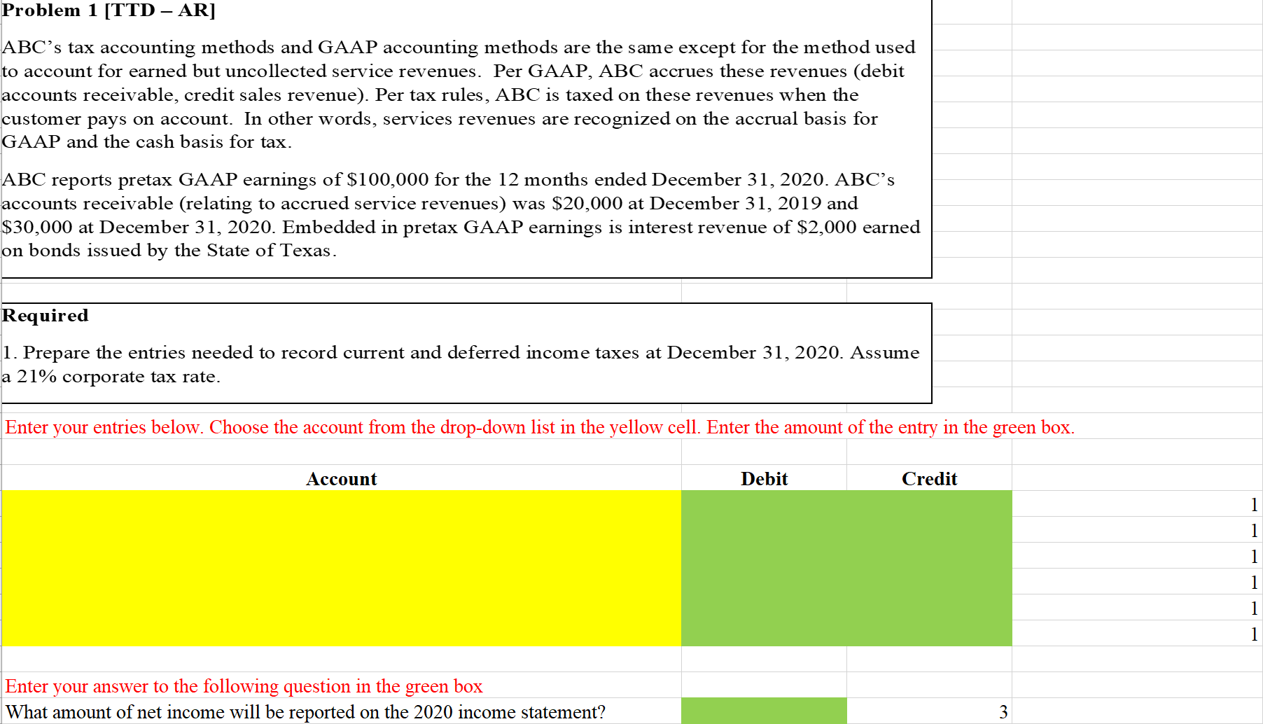 Journal entry options: Deferred income tax asset | Chegg.com