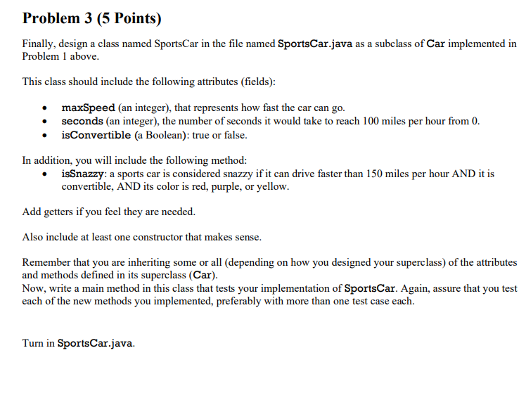 Solved Problem 1 10 Points Develop A Class Called Car In 6239