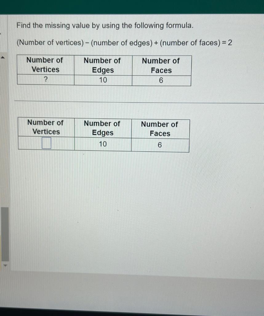 Solved Find the missing value by using the following | Chegg.com
