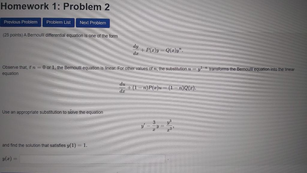Solved Homework 1: Problem 2 Previous Problem Problem List | Chegg.com