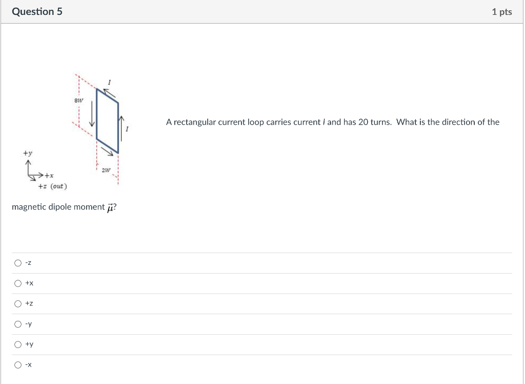 Solved Question 4 1 Pts A Rectangular Current Loop Carries 2972
