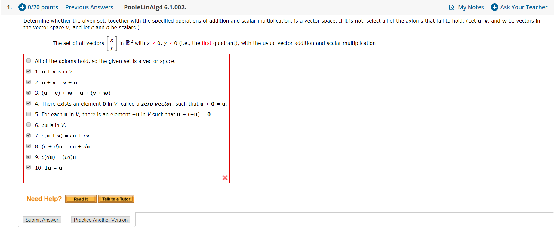 Solved 1. + 0/20 points Previous Answers PoolelinAlg4 | Chegg.com