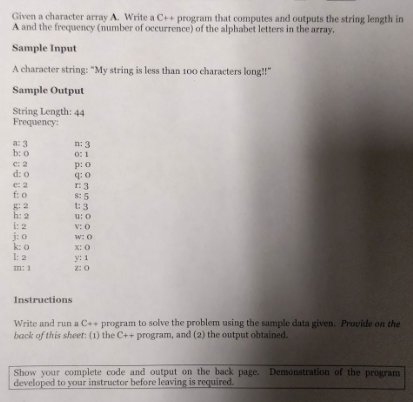 Solved Given a character array A. Write a C+ program that | Chegg.com