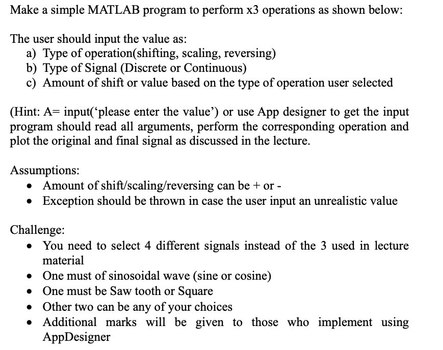 Solved Make a simple MATLAB program to perform x3 operations | Chegg.com