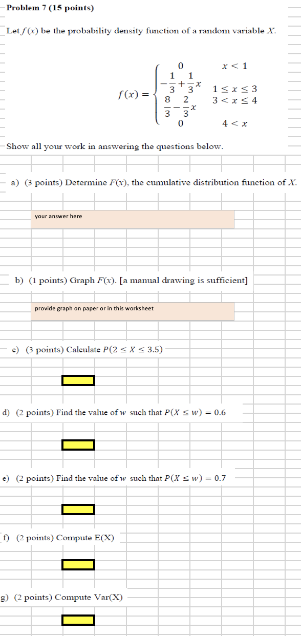 Solved Problem 7 (15 points) Let f (x) be the probability | Chegg.com