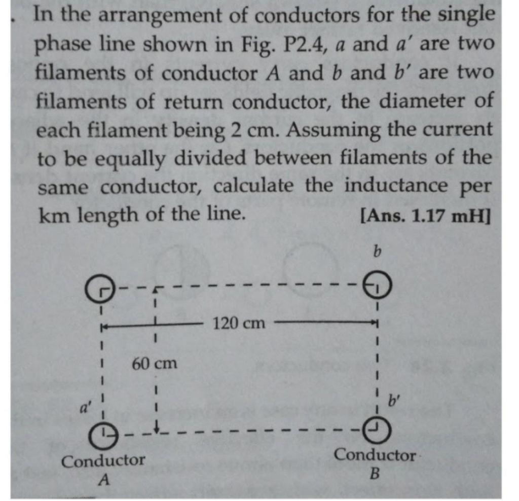 Solved In the arrangement of conductors for the single phase | Chegg.com