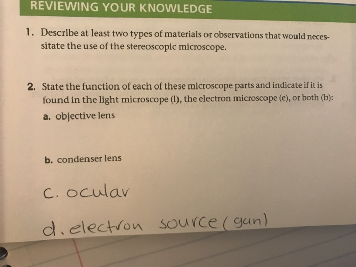 Solved REVIEWING YOUR KNOWLEDGE Describe at least two types | Chegg.com