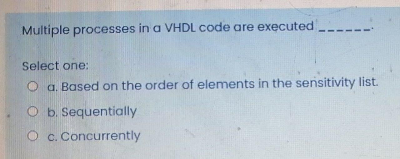 Solved Multiple processes in a VHDL code are executed _ | Chegg.com