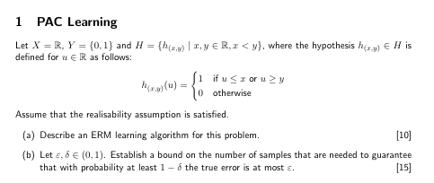 Solved 1 ﻿PAC LearningLet x=R,Y={0,1} ﻿and | Chegg.com