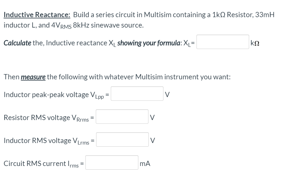 Solved Inductive Reactance: Build a series circuit in | Chegg.com
