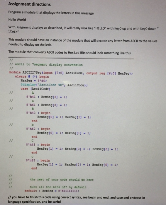 Assignment directions Program a module that displays | Chegg.com