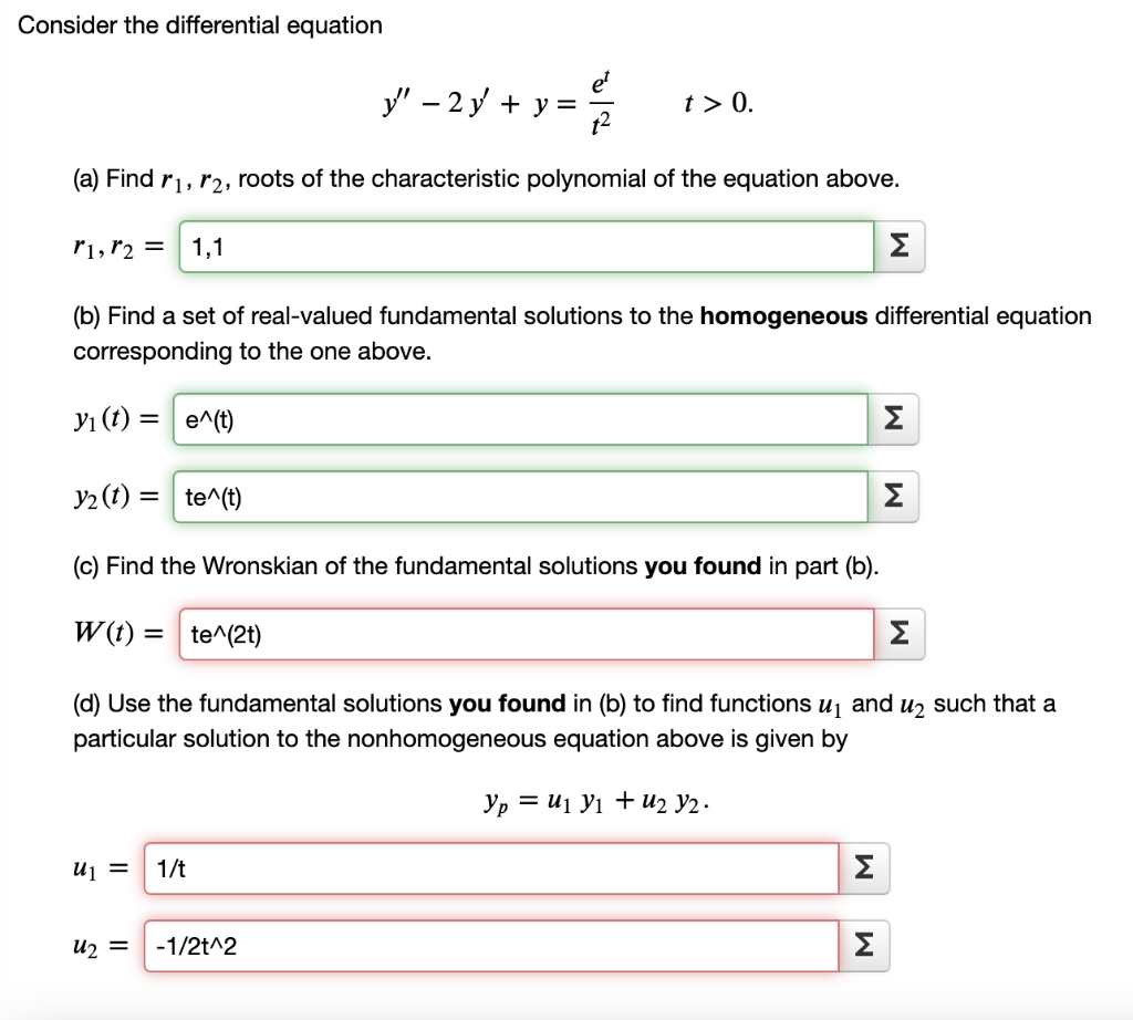 Solved Consider the differential equation y" - 2y + y = = /2 | Chegg.com
