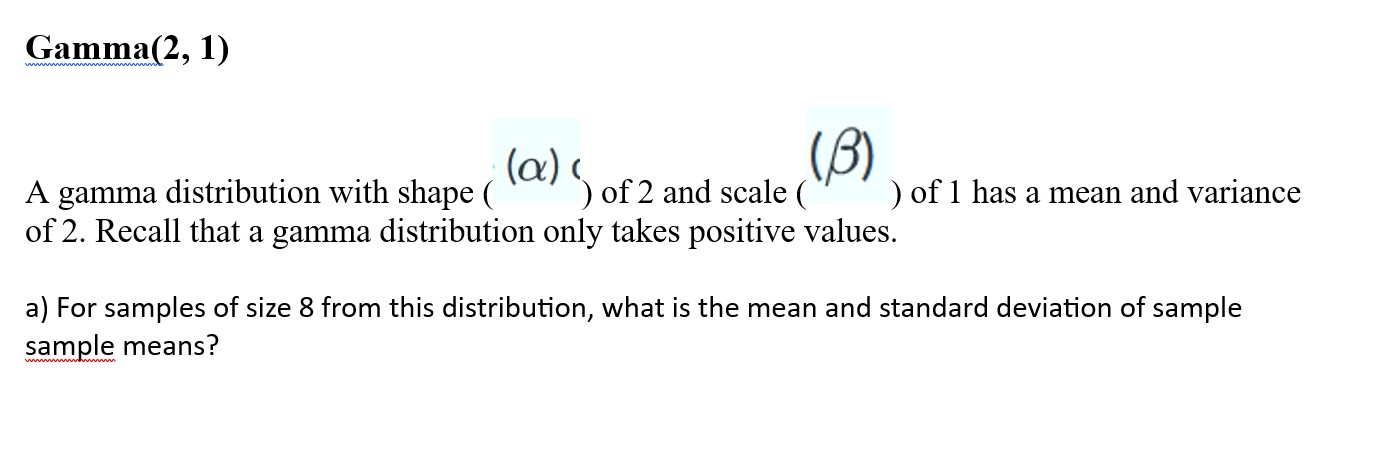 Solved A gamma distribution with shape (α) c ()of 2 and | Chegg.com