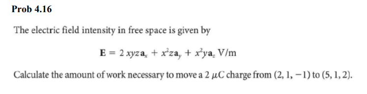 Solved The electric field intensity in free space is given | Chegg.com